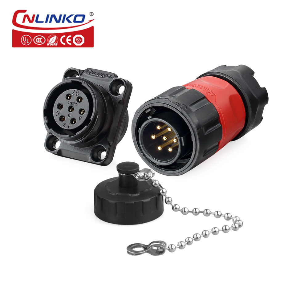 M20 Waterproof Circular Connector 7 Pin Panel Mount Male Plug Female ...